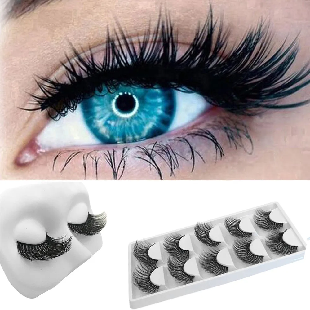 5Pair Thick HandMade Full Fake Lashes Luxury 3D False Lashes Fluffy ...