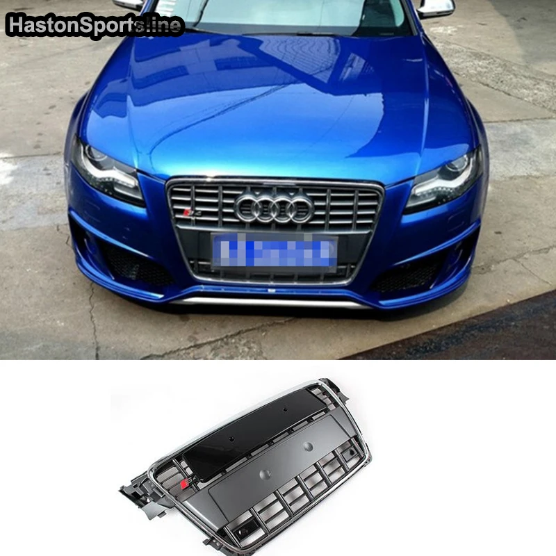 A4 B8 Chrome Frame Grey Front Bumper Middle Grill Grille For Audi A4 S4 ...
