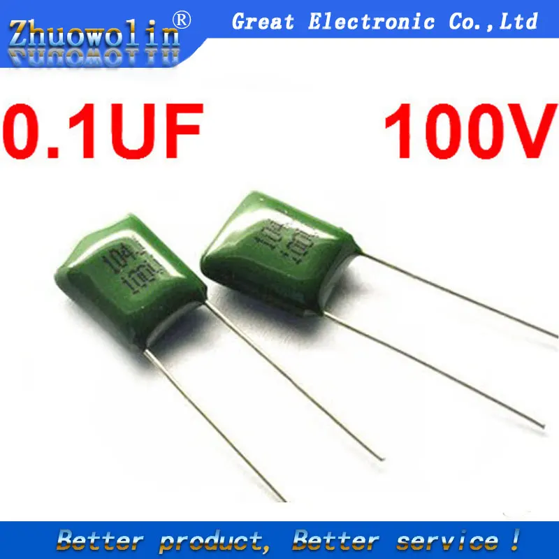 50PC/Lot 2A104 100V 0.1UF Polyester film capacitors-in Capacitors from Electronic Components ...