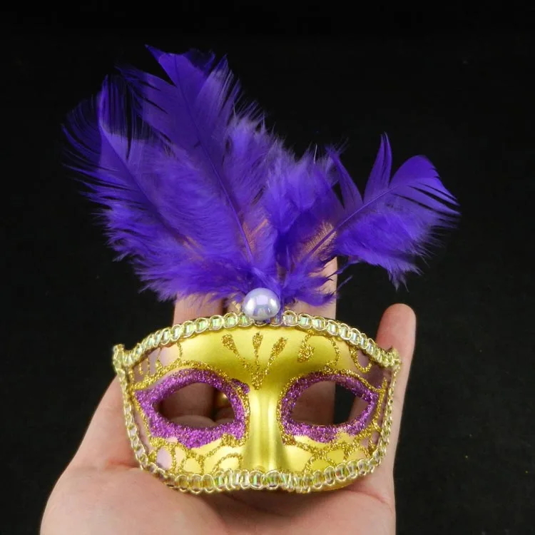 100PCS Cosplay Half Face Mini Masks Pearl Feather Masquerade Mini Party ...