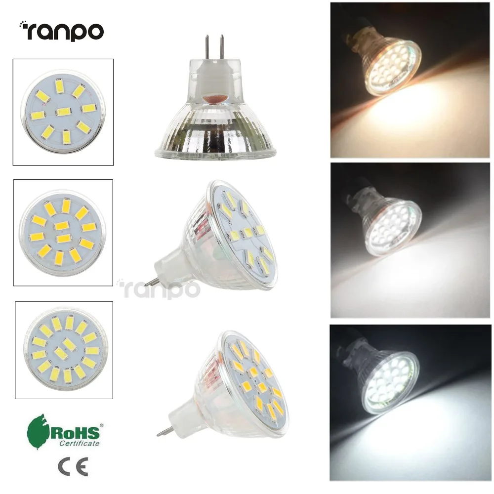 MR11 Led Bulb light 5733 2835 SMD 9Leds 2W Lampada 12Leds 3W Lamp ...
