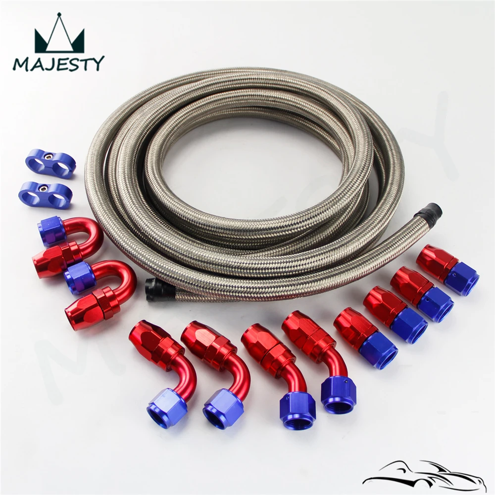 3 8 Fuel Lines AN-8 / -8AN Stainless Steel Braided Hose Line Kit - 16 ...