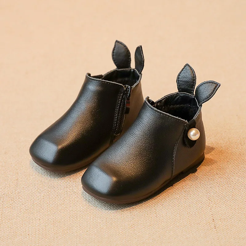 Rabbit Ear Baby Girls Leather Shoes Winter Shoes For Girls Snow Boots ...