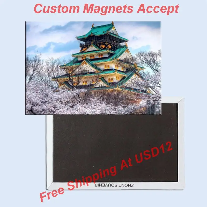 Rectangle Rigid Magnets Home Decor Stickers,japan Osaka Castle Souvenir ...