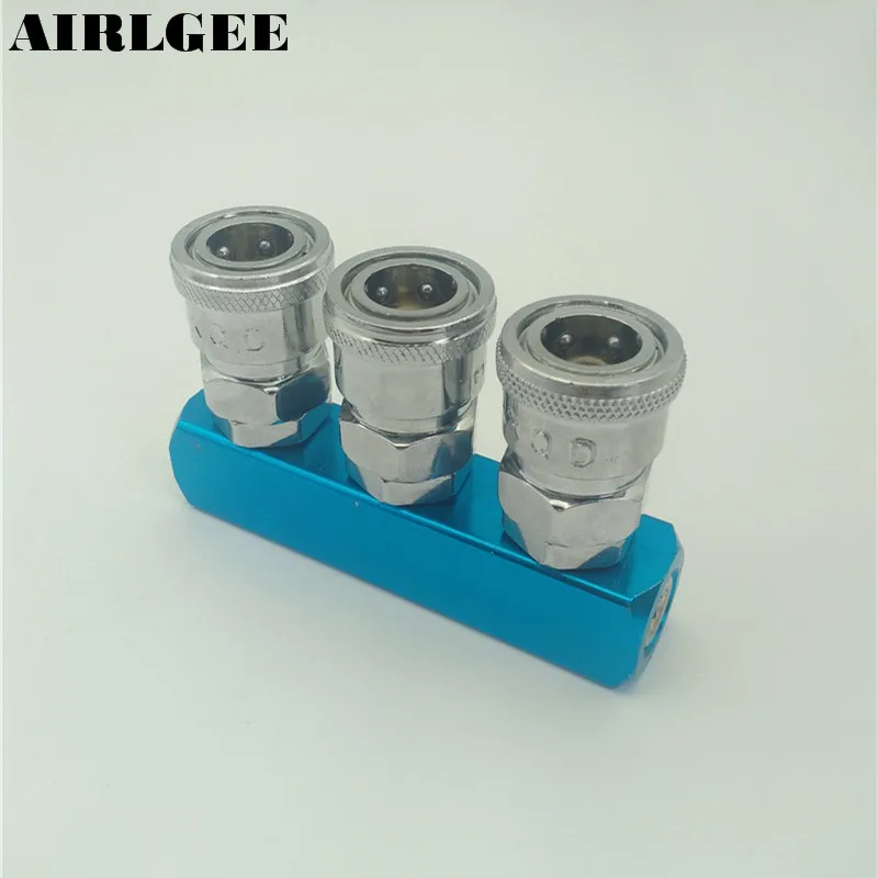Compressor Pipe Fitting 3 Way Inline Air Hose Quick Connection Coupler ...