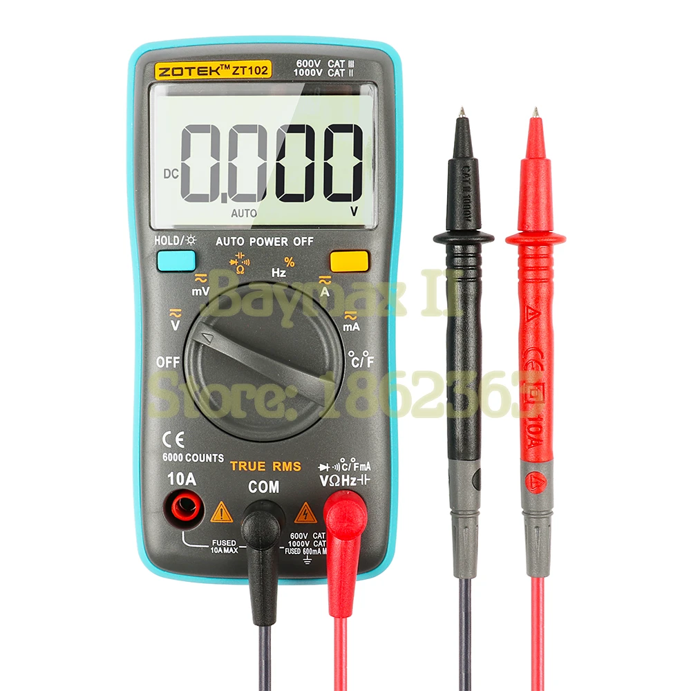 ZOTEK/ZOYI ZT102 Mini 6000 Counts Auto Ranging Digital Multimeter AC/DC ...