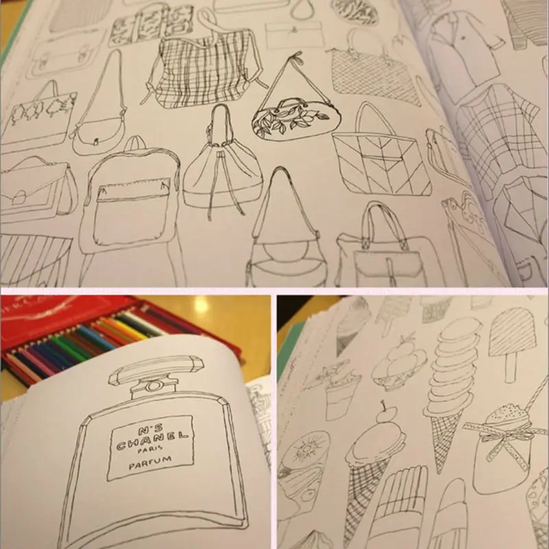 Paris Secrets Travel Unpacking Coloring Book Architecture Hand-painted ...