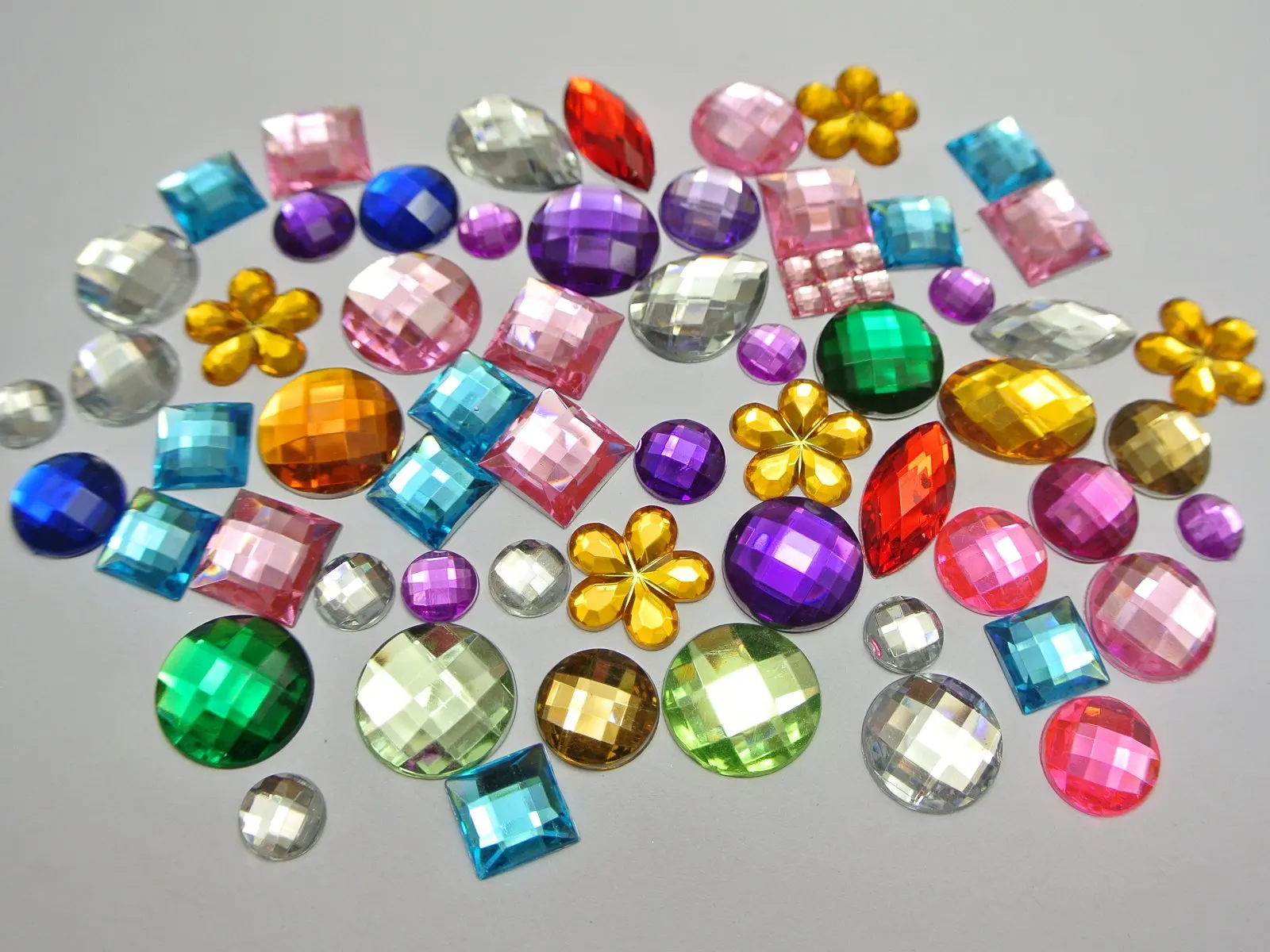 400 Mixed Color Flatback Acrylic Rhinestone Assorted Shape No Hole-in ...
