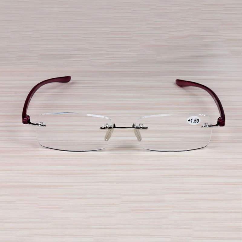 Men Women Frameless Reading Glasses Alloy Hyperopia Fashion Eyeglasses