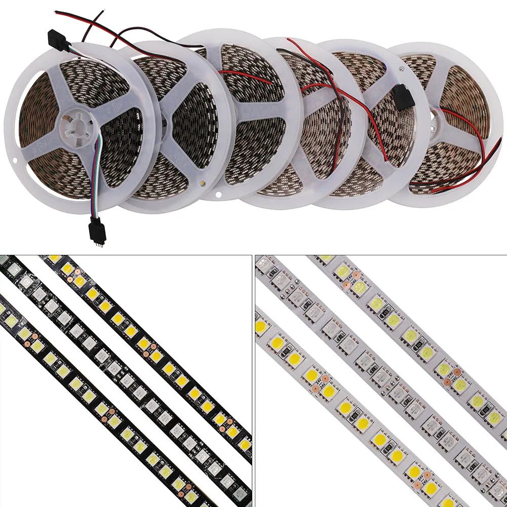 DC 24V LED Strip 5050 120LEDs/m Black PCB/White PCB Flexible LED Light ...