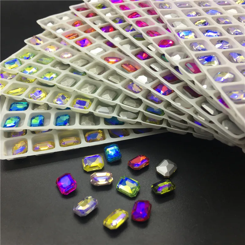 Topstone Colors Ab Crystals 6x8mm Rectangle Rhinestones Pointed Back ...