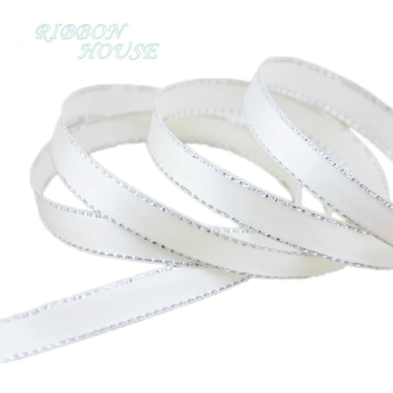 25 yards lot 10mm White Silver Edge Satin Ribbon wholesale high quality gift packaging ribbons AliExpress 15