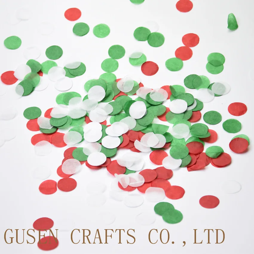 (1000pieces/lot) 1 Inch Green Red White Party Paper Confetti Birthday ...