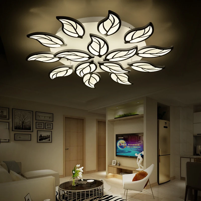 Leaf Acrylic Led Ceiling Lights Modern Lamp Living Room Bedroom Plafon ...