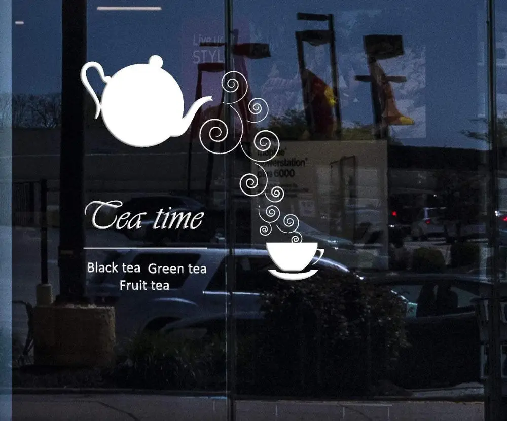 Exquisite Kitchen Tea Set Window Vinyl Sticker Leisurely Lunch Event ...