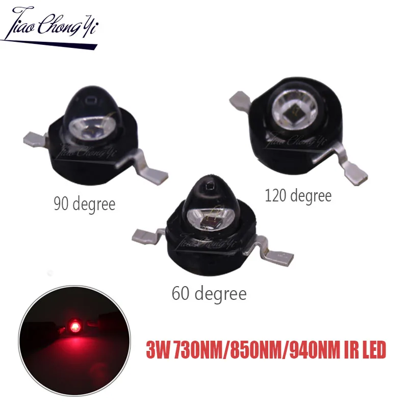 3Watt 3W High Power led 850nm 940nm 730nm 60 90 120 degree Infrared LED ...