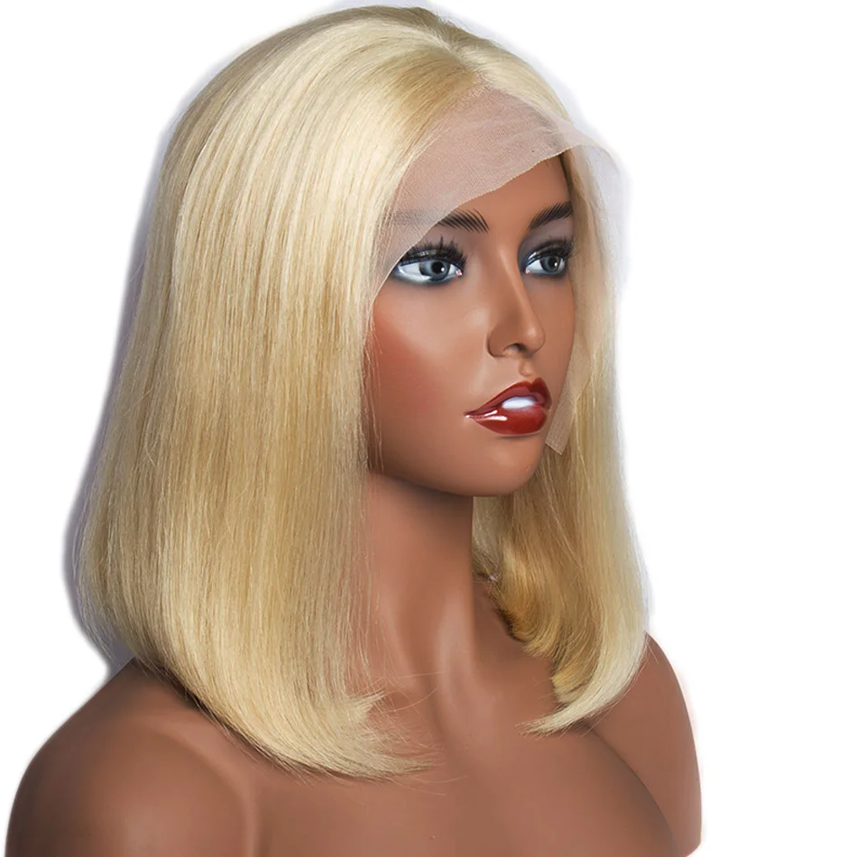 Alibele Blonde 613 Short Bob Wig Colored Brazilian Straight Lace Front
