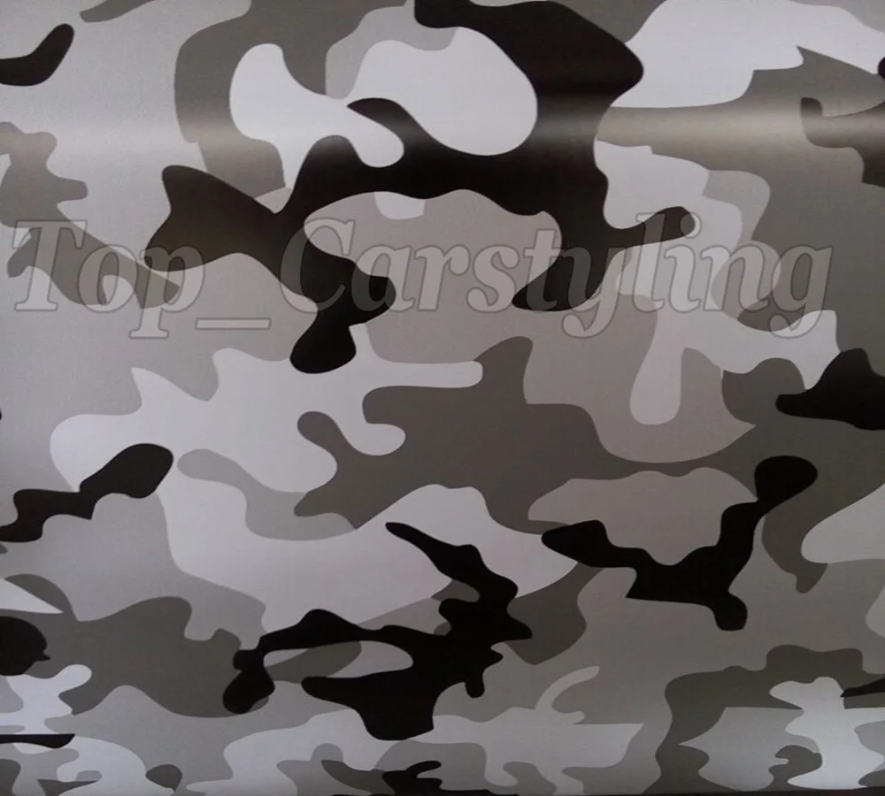 White Black Snow Camouflage Vinyl Sticker With Air Free Bubbles Camo ...