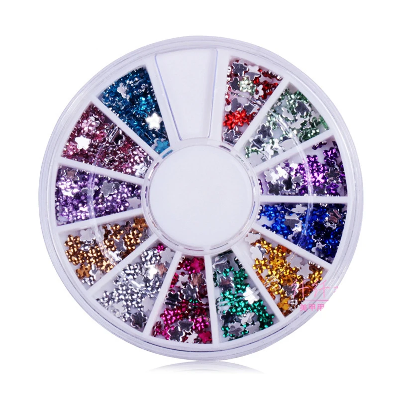 12 Different Styles Glitter Mixed Color Rhinestone Wheel Mixed Shapes ...