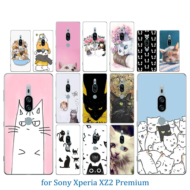 TPU for Sony Xperia XZ2 Premium Phone Back Case Luck Cat Pattern Phone ...