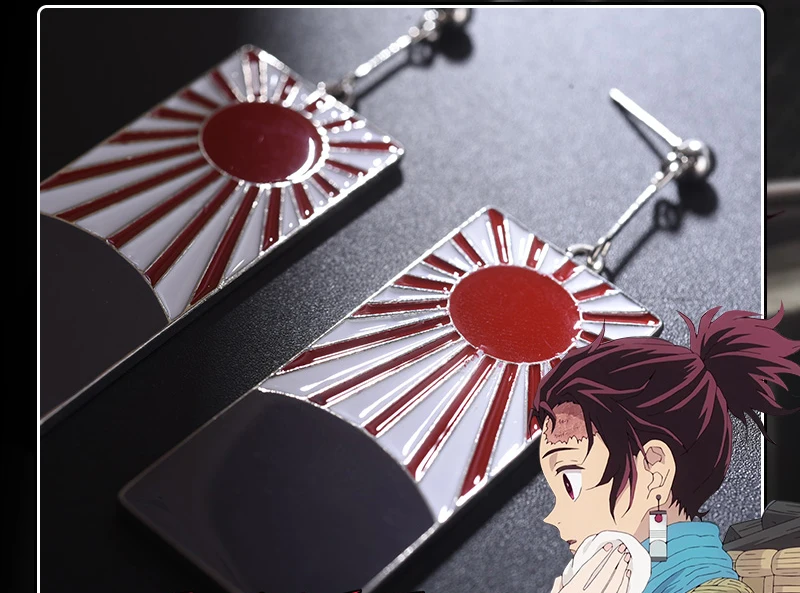Anime Demon Slayer Earrings - Kimetsu no Yaiba Kamado Tanjirou Alloy ...