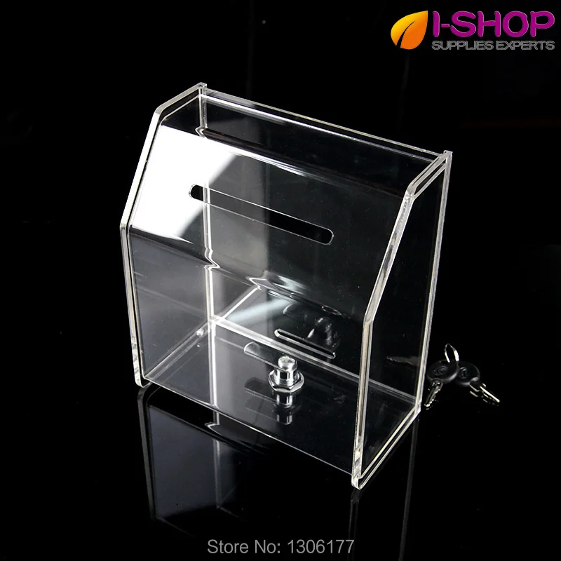 Locking Business Card Box w/ Lock Comment Box Donation Box Card Holders ...