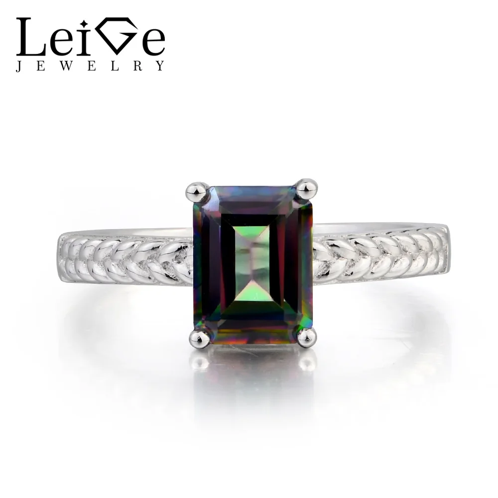 Leige Jewelry Mystic Topaz Ring Rainbow Topaz Ring Anniversary Ring