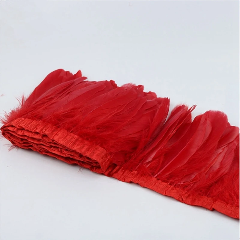 Plume de déco,Bandes en plumes d'oie teintées pour robe, rubans de ...