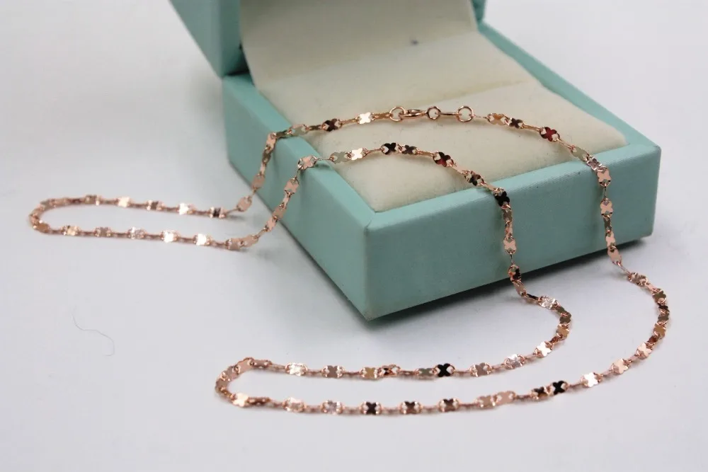 Fine Au750 Real 18K Rose Gold Chain Women Flower Link Necklace 18inch ...