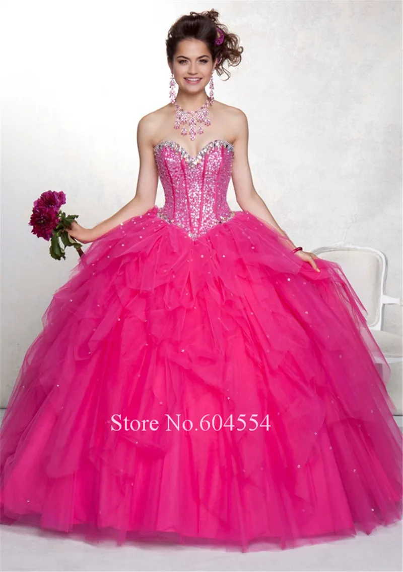 Vestidos De Quinceanera Fucsia E Dourado