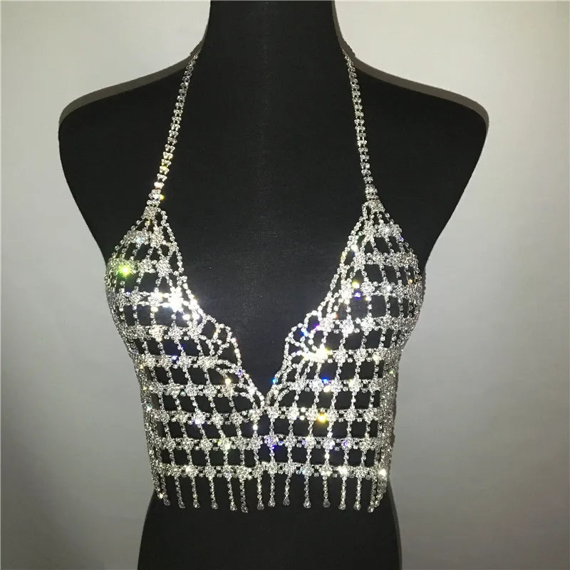 FREE SHIPPING Women Diamond Chain Patchwork Crop Tops JKP1866 - Allkpop ...