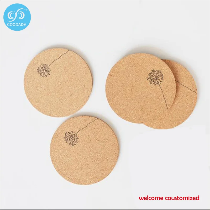 Round plain cork coasters 95*95mm custom coffee beer drink wine mats ...