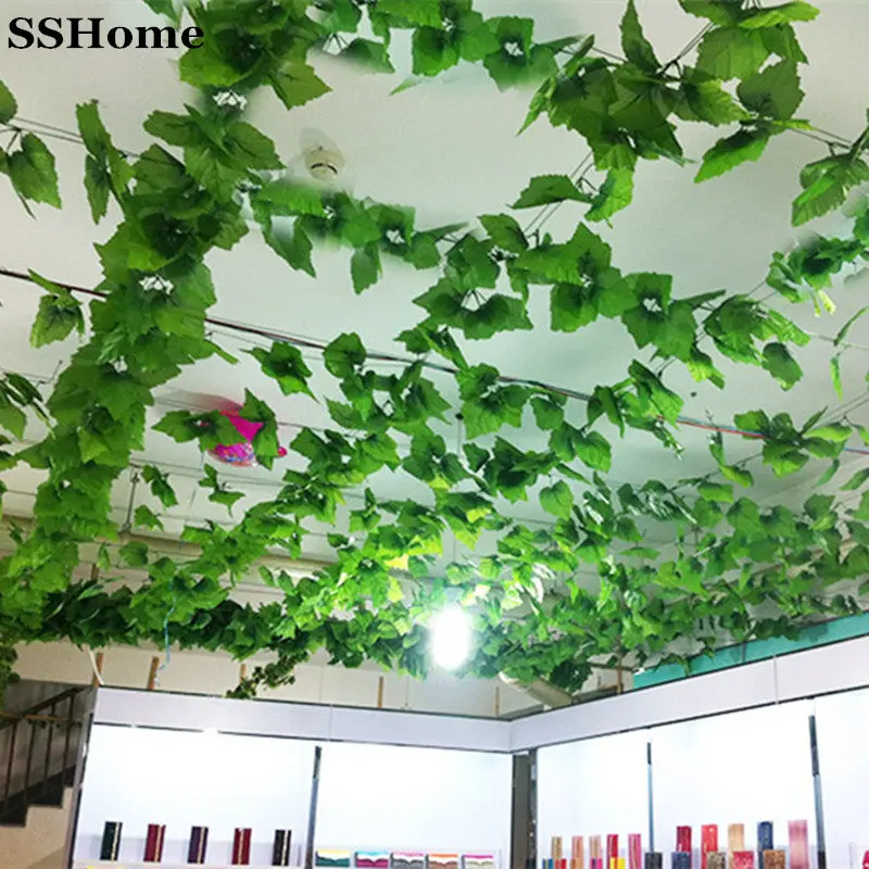 Artificial Plants Green Grape Vine Leaves For Home Restaurant Garden ...