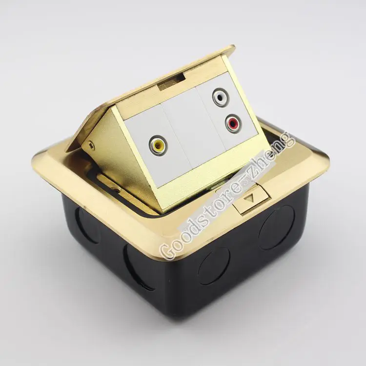 Bronze Pop-up Rca Av Audio Video Floor Panel Ground Outlet Socket ...