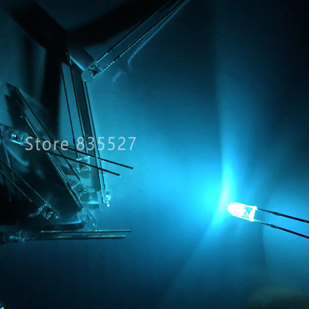 50pcs F3 3mm Round Light Ice Blue Sky Blue Endless Led Light-emitting ...