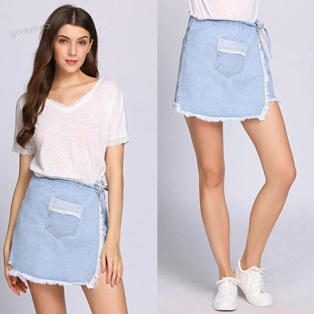 Fashion Women Casual Mini Shorts Skirts High Waist Burrs Hem Pocket ...