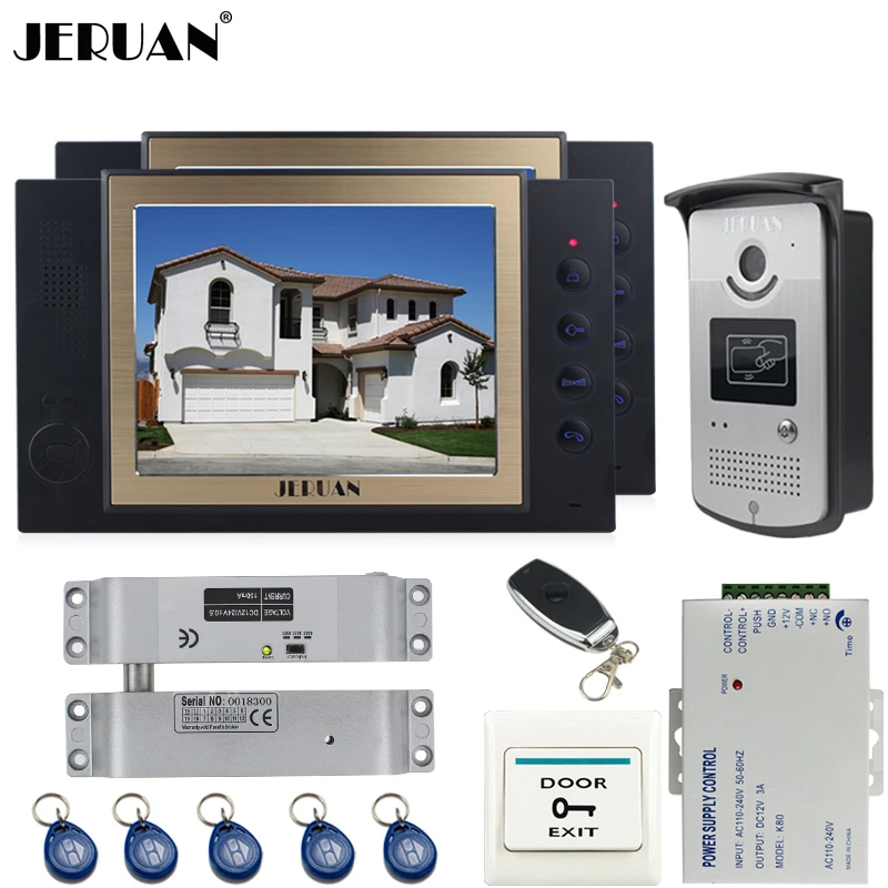 JERUAN-two-luxury-8-LCD-Video-Door-Phone-System-700TVL-Camera-access ...