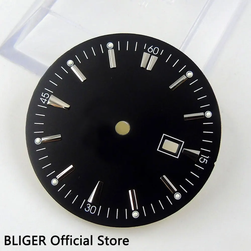 Stainless Steel 34.8MM Black Sterile Dial Date Window Watch Dial Fit ...