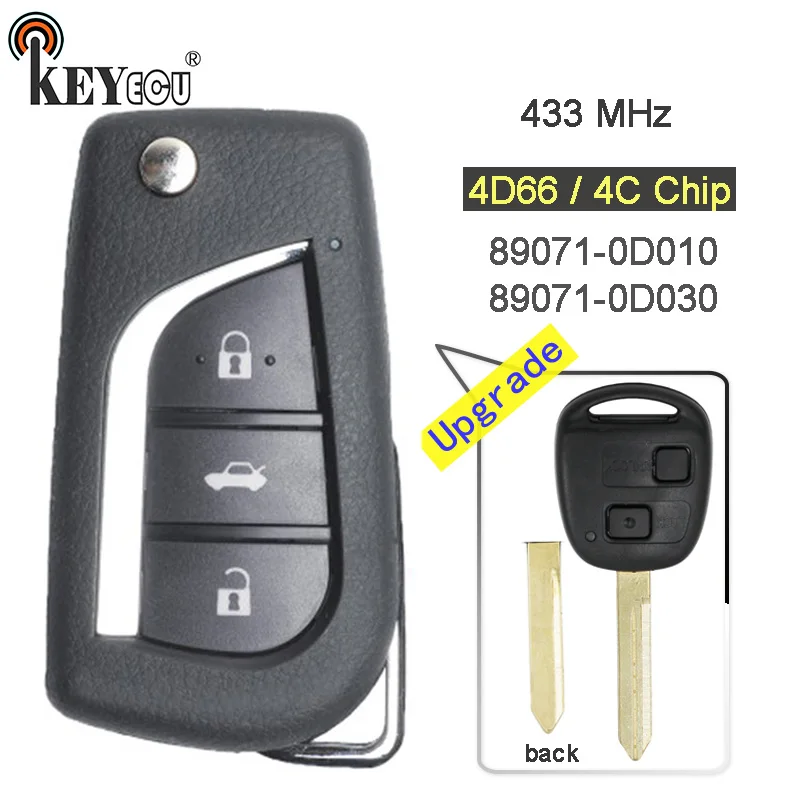 KEYECU 433MHz 4D66/ 4C Chip P/N: 89071-0D010/ 89071-0D030 Upgraded Flip ...