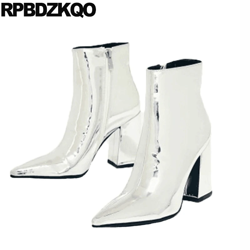 High Heel Silver Sexy Autumn Chunky European Boots Fashion Ladies ...