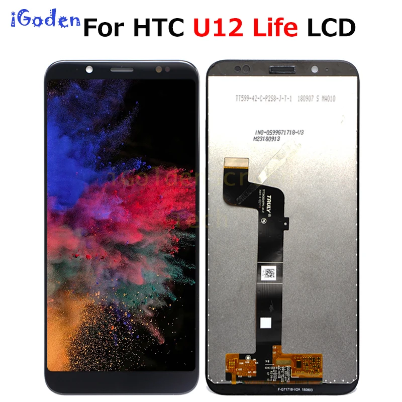 6," для htc U12 Life ЖК-дисплей сенсорный экран дигитайзер для htc U12 Life ЖК-экран Замена ...