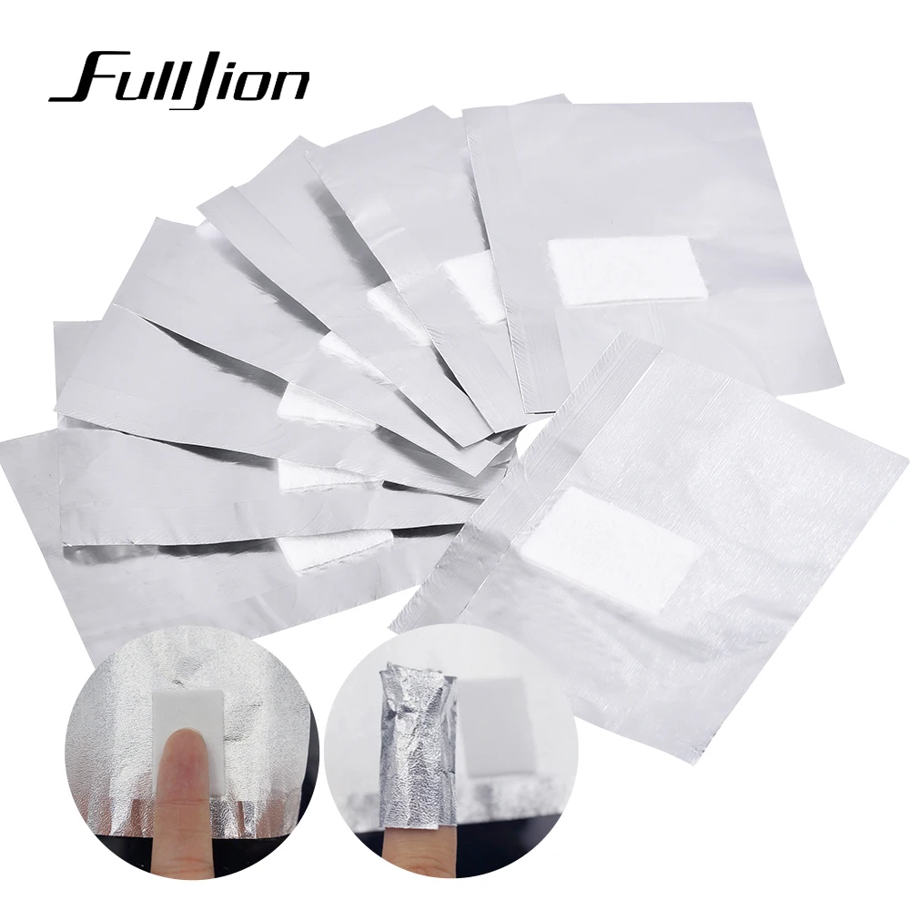 Fulljion 100Pcs/Pack Aluminium Foil Remover Wraps Lint free Wipes Nail ...