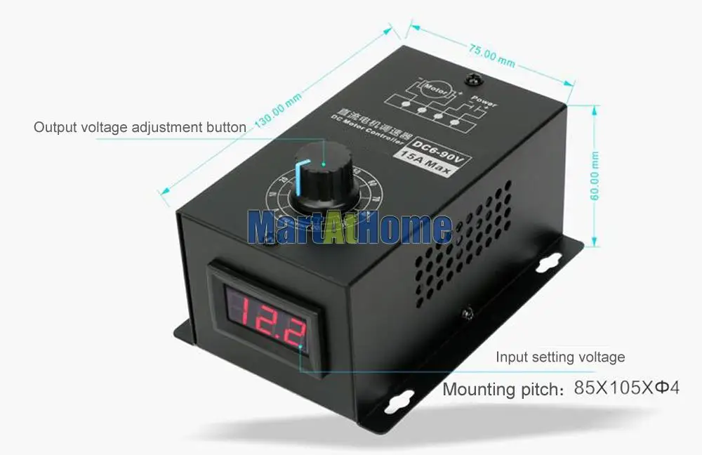 Universal DC Motor Speed Controller Pressure Regulating DC 6-90V 15A DC ...