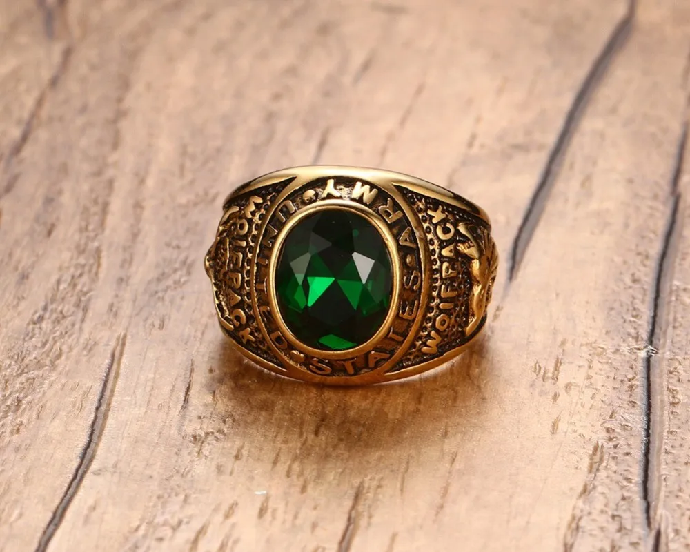 18K Gold Plated United States Army Military Ring