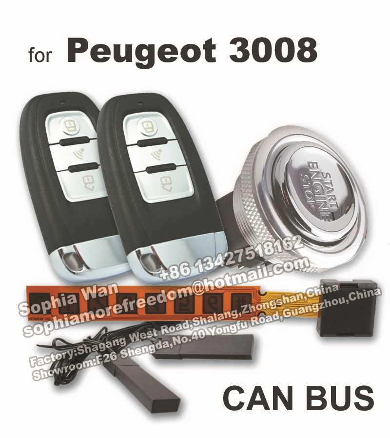 For Peugeot 3008 CAN BUS DIY car alarm push start button smart key ...