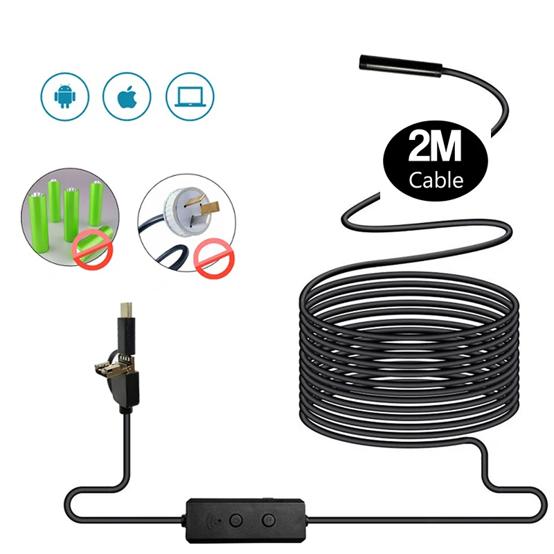 F160 2m hard cable 3in1 waterproofcamera endoscope android IOS wifi ...
