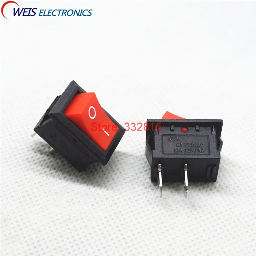 10PCS KCD1 KCD1 101 15X21MM RED Rocker switch 6A/250V 10A/125V 2 PIN ...