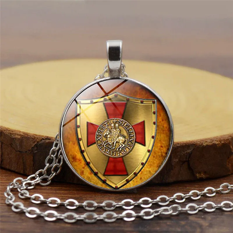 1pcs The Knights Templar pendant jewelry Glass Cabochon Necklace ...