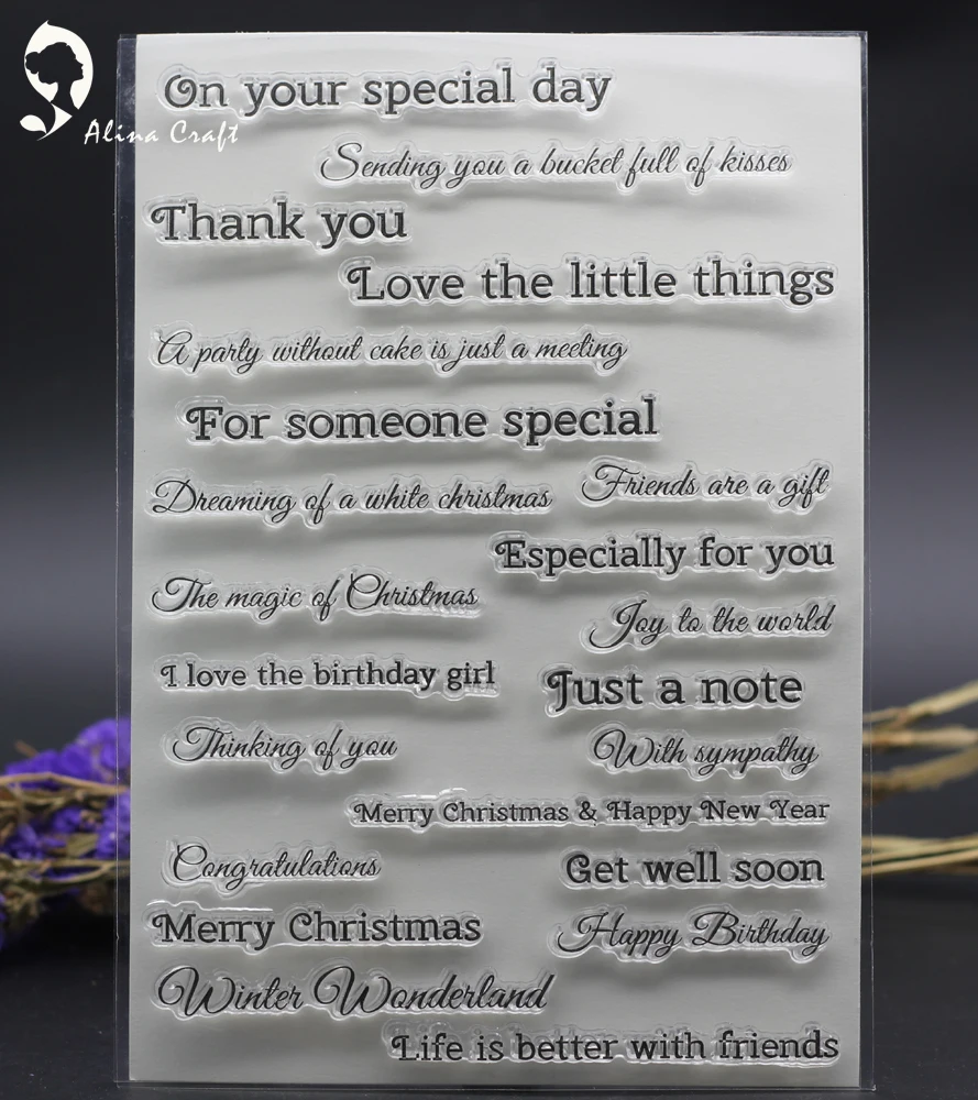 15x21cm Clear Stamps Wish Letters Greeting Happy Birthday Sentiments ...