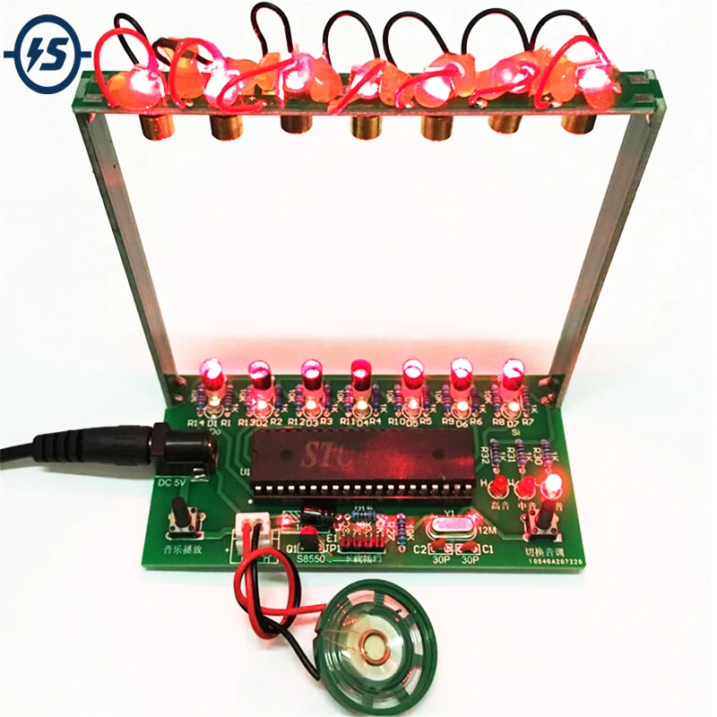 DIY 키트 C51 MCU 레이저 하프 키트, 스트링 DIY 키보드 키트 전자 부품 7 스트링 전자 DIY 키트 기술 피아노 ...